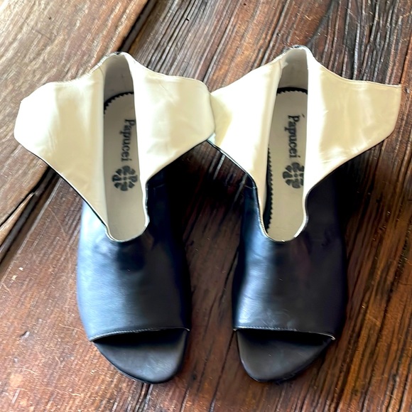 Papucei | Shoes | Papucei Leather Black And White Winged Slip On | Poshmark